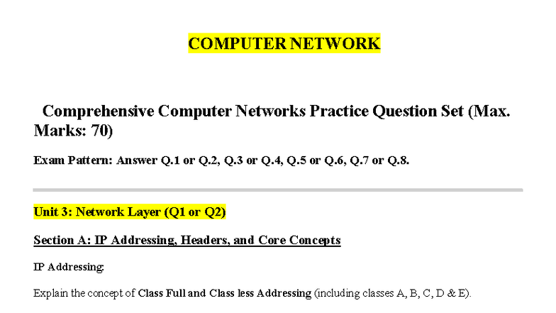 COMPUTER NETWORK CN QB - Comprehensive Question Bank for SPPU TE Endsem ...