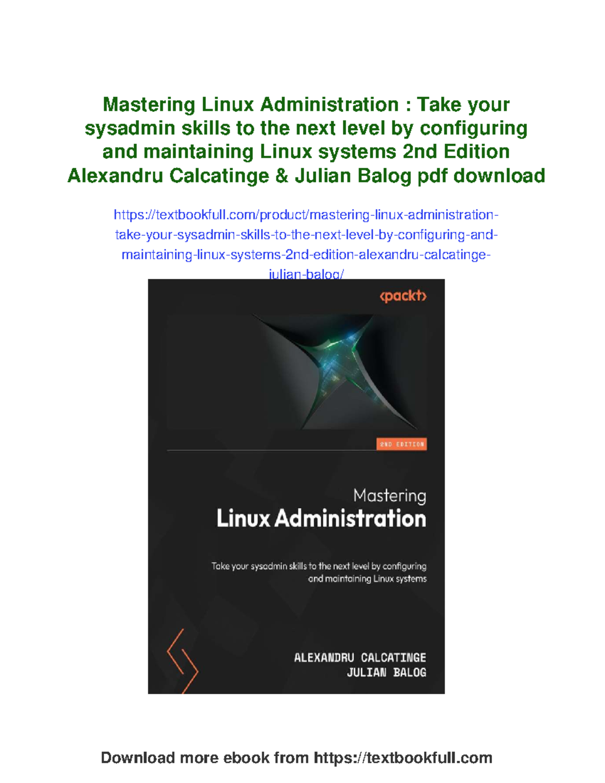 Mastering Linux Administration (2nd Ed): Advanced Sysadmin Skills Guide - Studocu