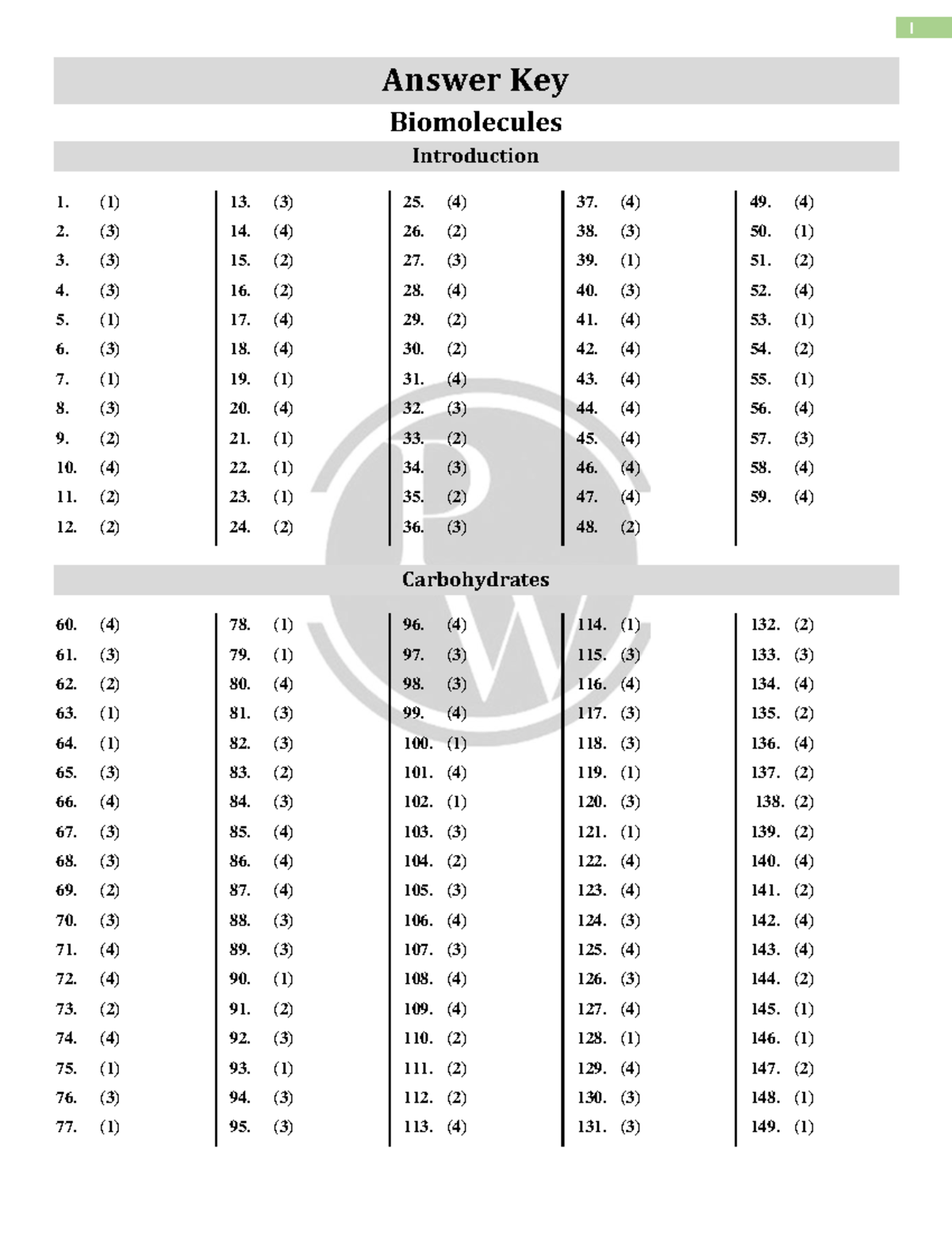 Biomolecules NEET Solutions: Comprehensive Answer Key - Studocu
