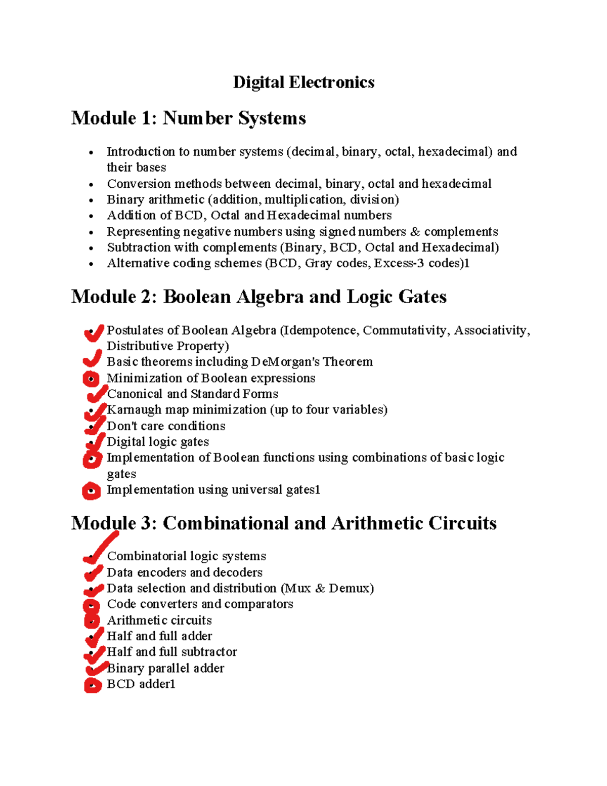 Digital Electronics Syllabus: Number Systems & Logic Gates (Module 1-3 ...