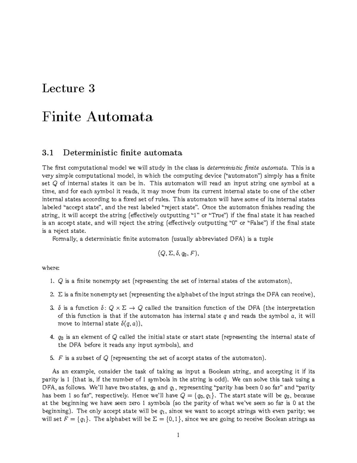 CS360Lec3 - This course is introduction to automata and complexity ...