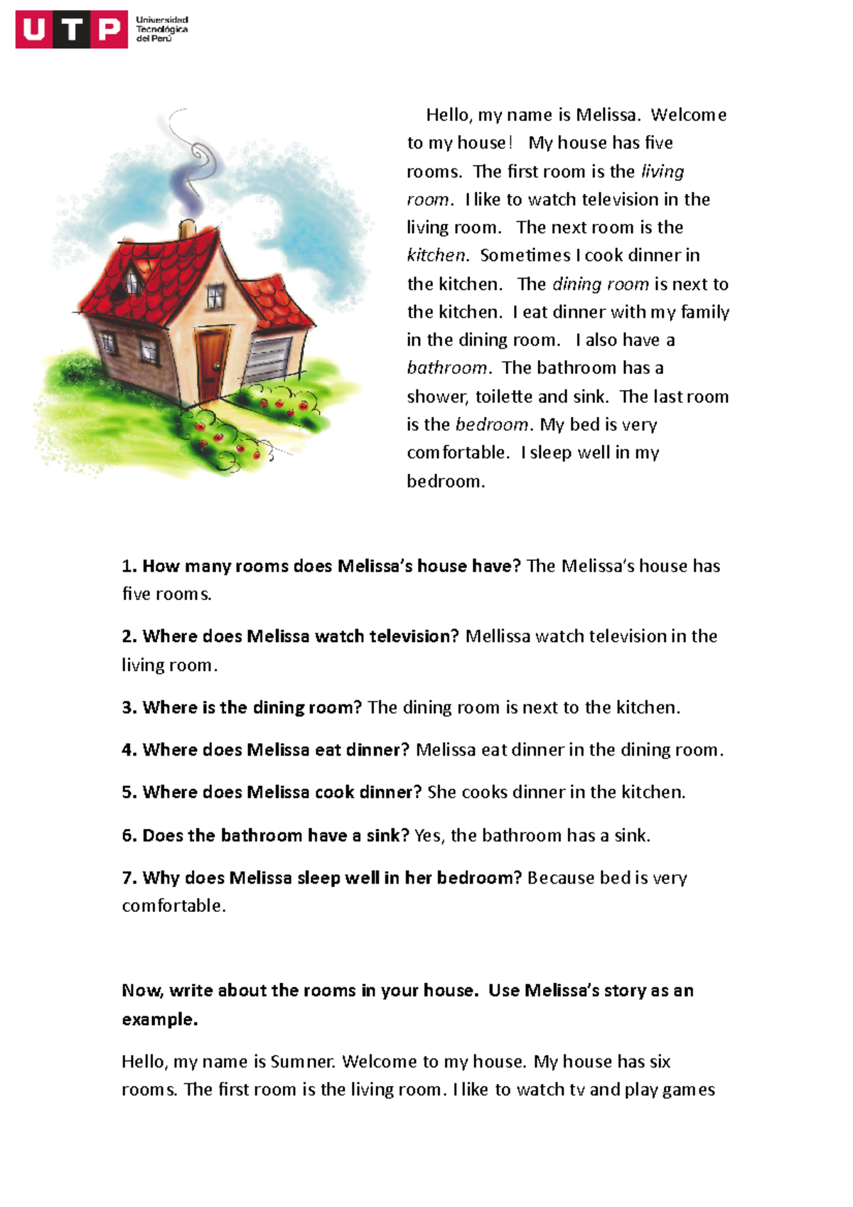 Unit 4, Week 10: My House Reading Activities & Questions - Studocu