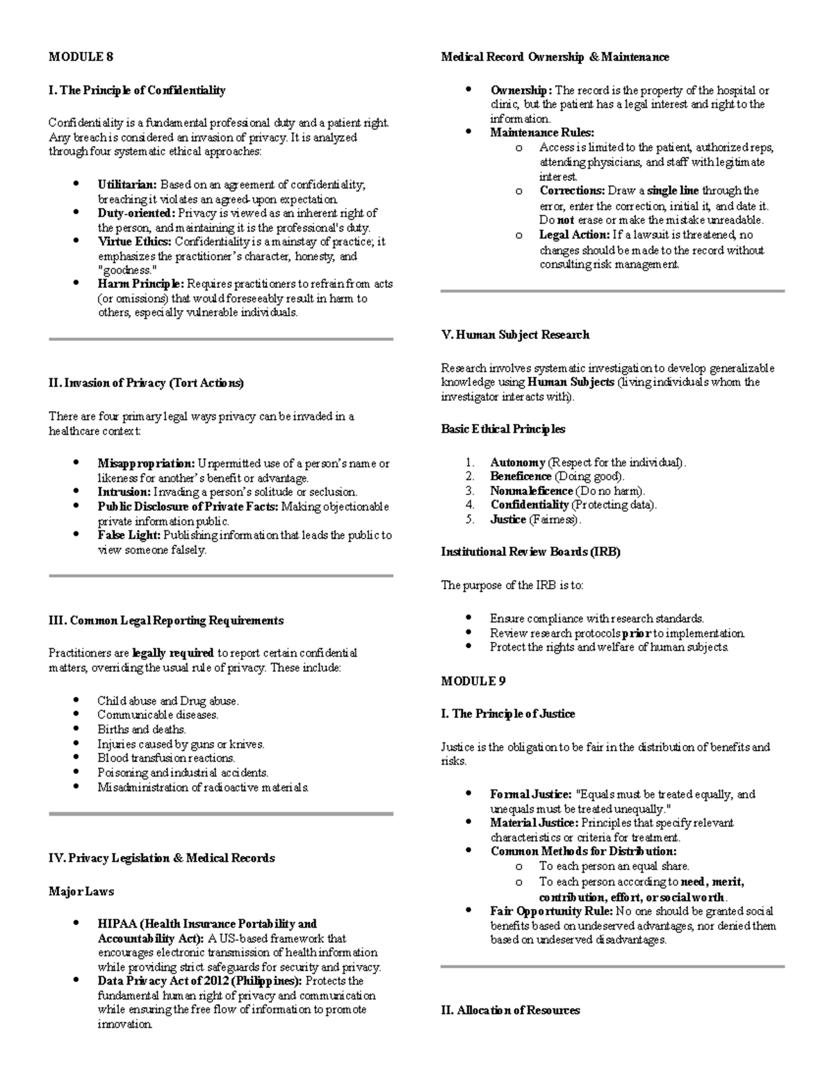 Bioethics Review: Confidentiality, Justice, and Reproductive Rights ...