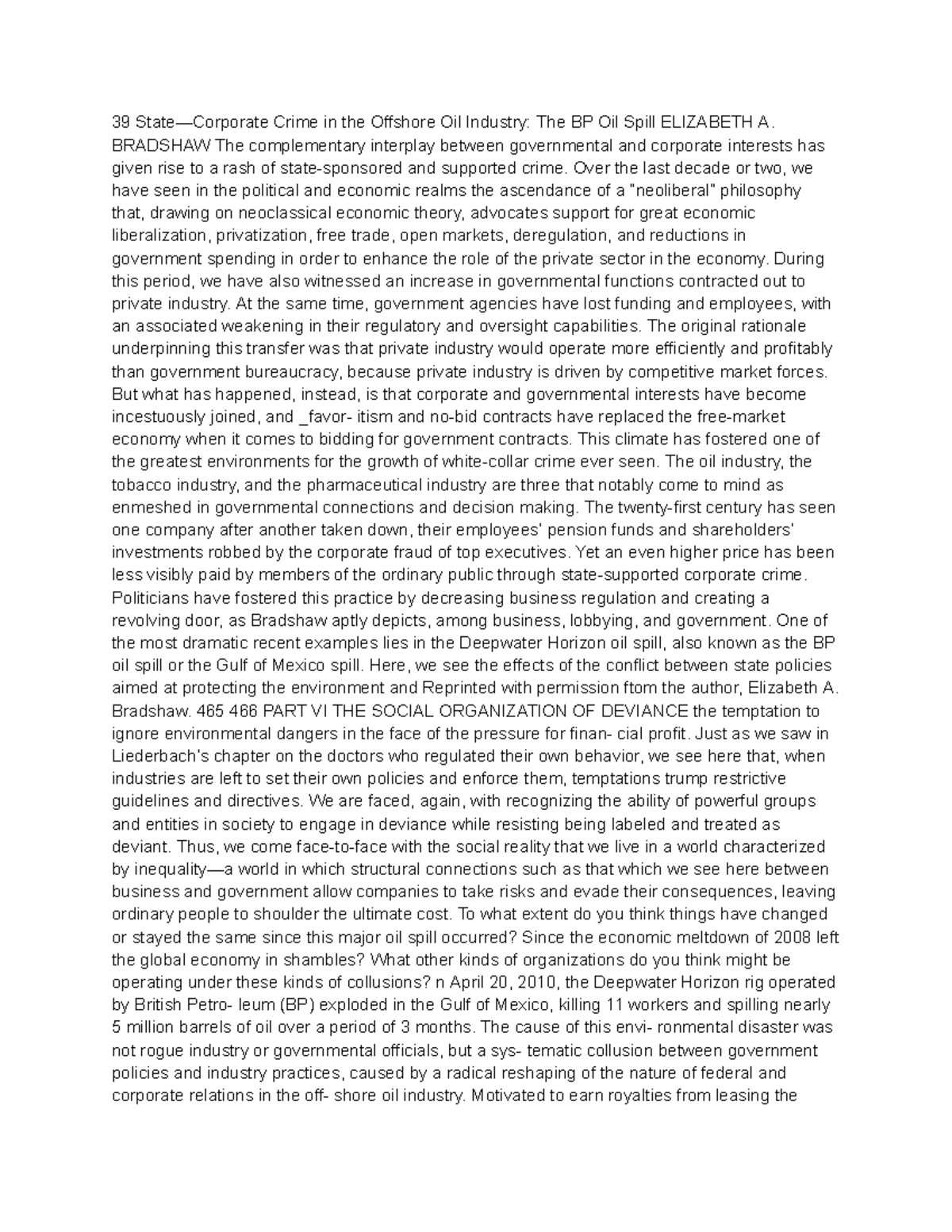 State-Corporate Crime Analysis: The Deepwater Horizon Incident (39 ...