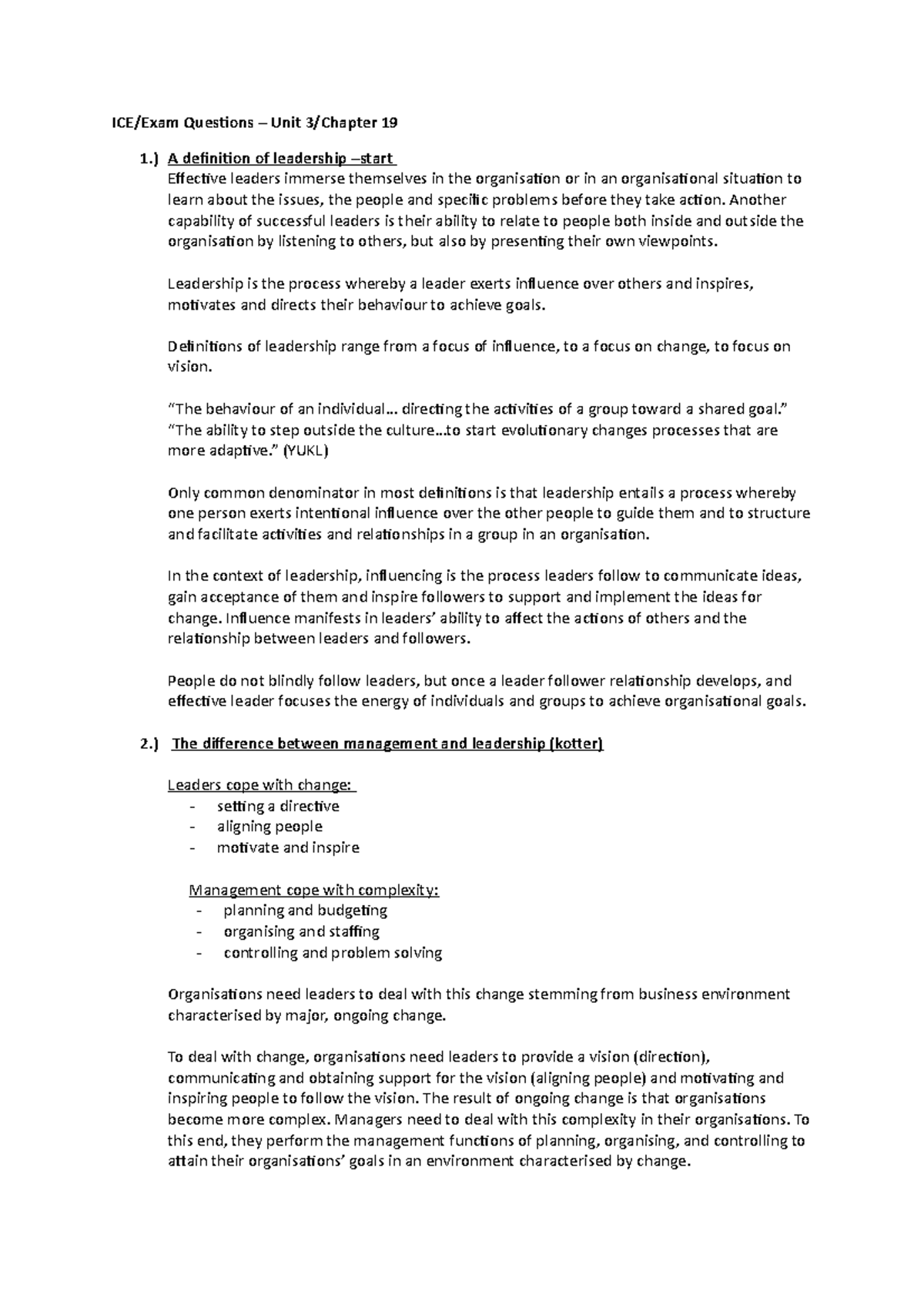 LU 3 - Learning unit 3 - Contemporary Management Principles - ICE/Exam ...