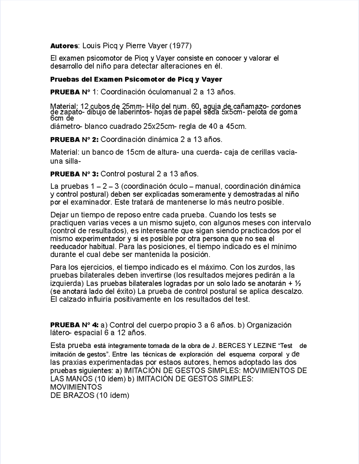 Ficha Técnica del Test Psicomotor de Picq y Vayer (1977) - Studocu