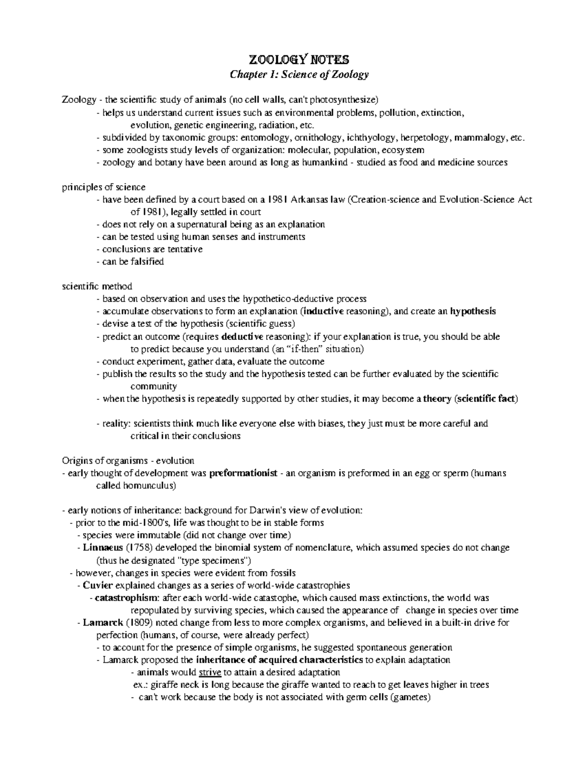 ZOOLOGY NOTES: Chapter 1 - Science of Zoology and Evolution Insights ...