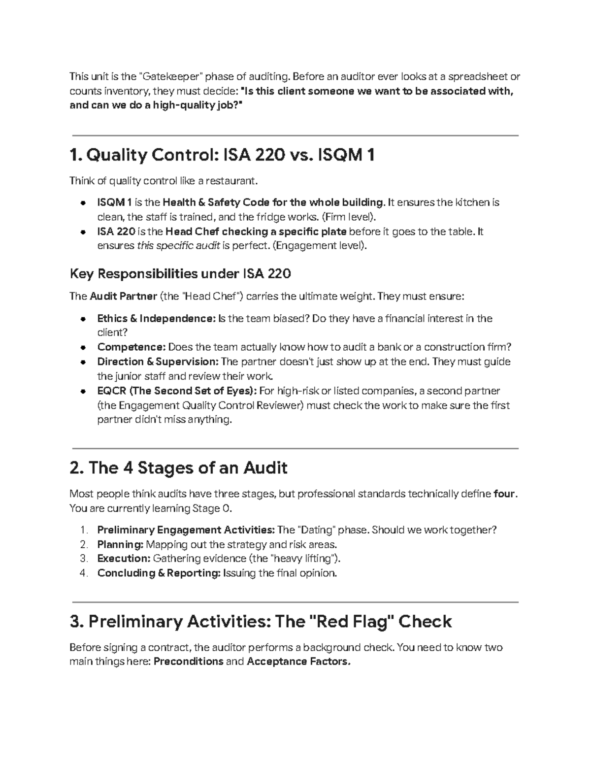 Audit Engagement Quality & Acceptance: ISA 220 vs. ISQM 1 - Studocu