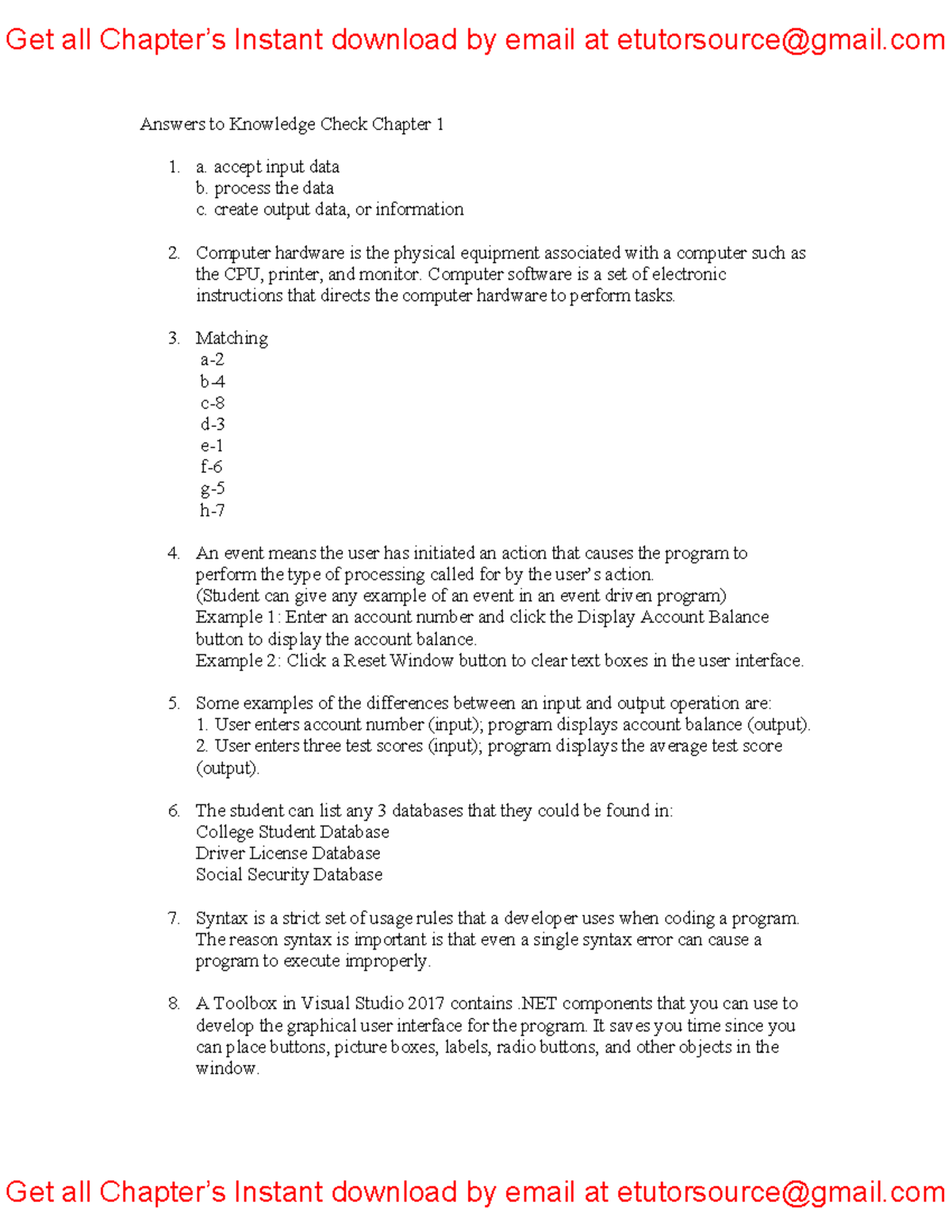 Microsoft Visual Basic 2017 - Knowledge Check Ch. 1 Solutions - Studocu