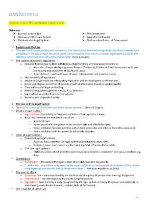 Claw notes: understanding the Australian legal system and its ...