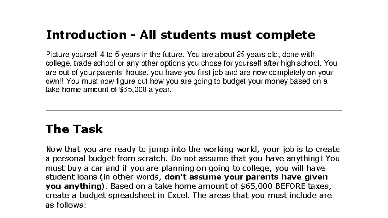Personal Budget Packet: Creating Your Future Financial Plan - Studocu