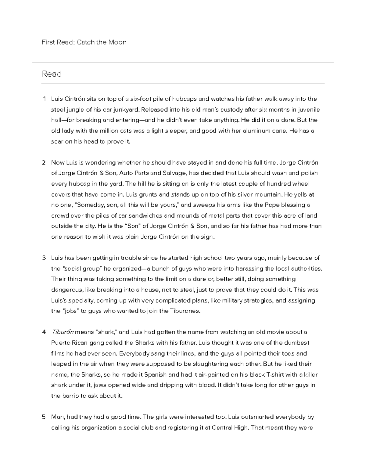 Catch the Moon: A Study Guide for English 101 - Studocu