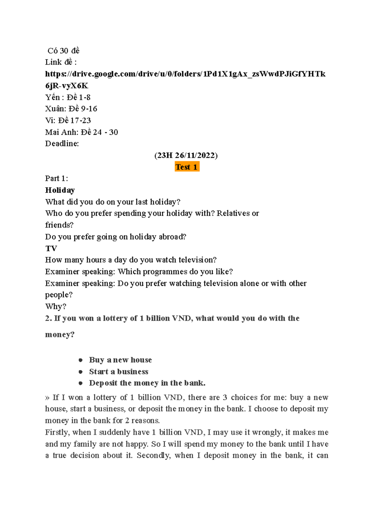 Vstep Speaking Examples: 30 Topics for Practice - Studocu