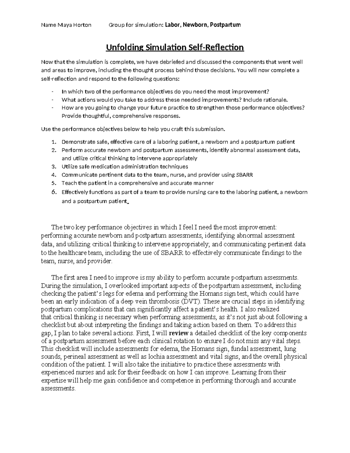 Unfolding Self Reflection Fall 2024 - Name Maya Horton Group for ...