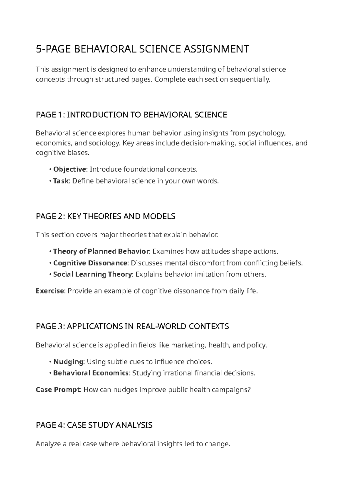 BEHAVIORAL SCIENCE ASSIGNMENT: Concepts & Applications Analysis - Studocu