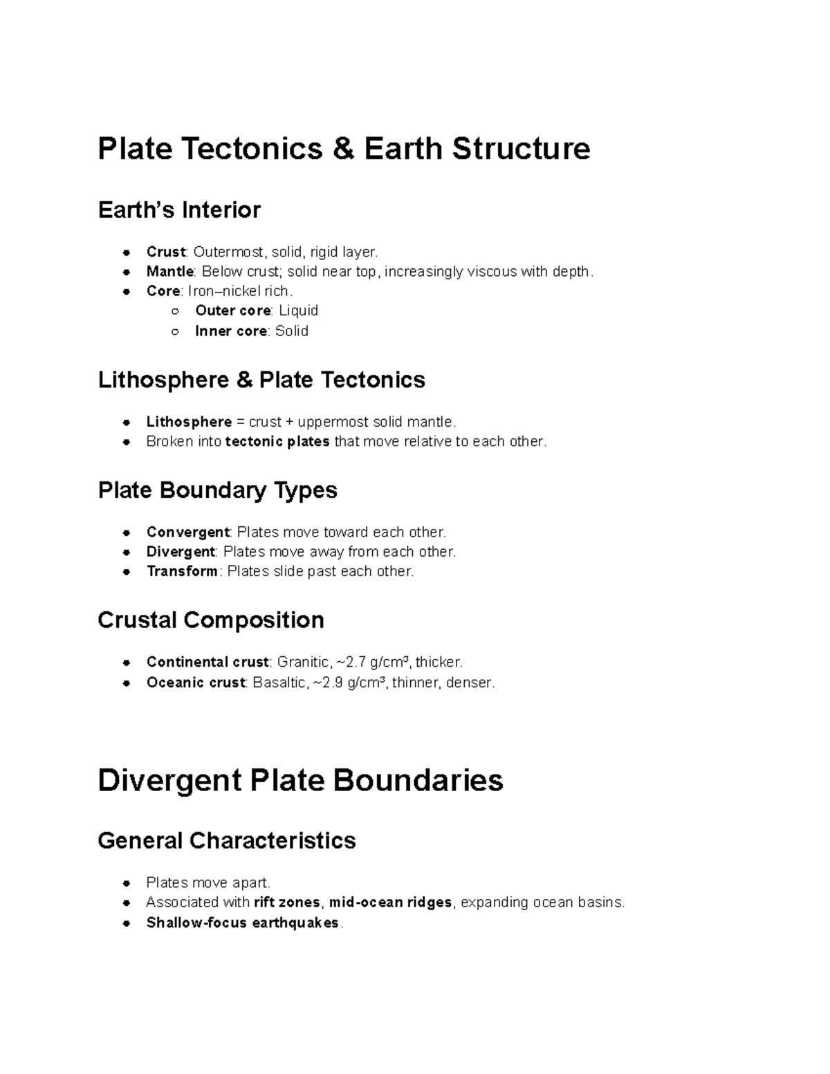 Dynamic Planet Cheat Sheet: Plate Tectonics & Ocean Circulation - Studocu