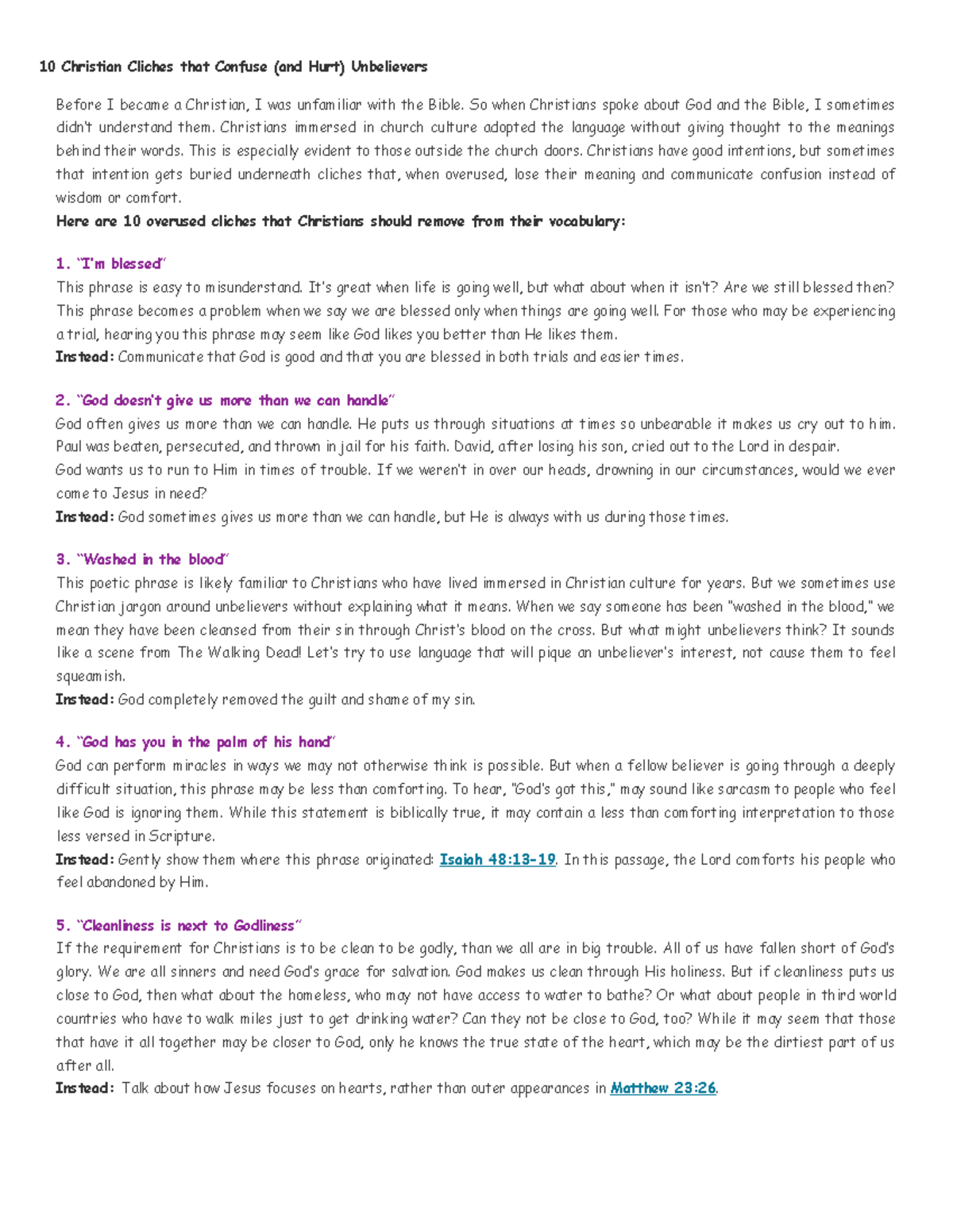 10 Christian Cliches that Confuse - So when Christians spoke about God ...