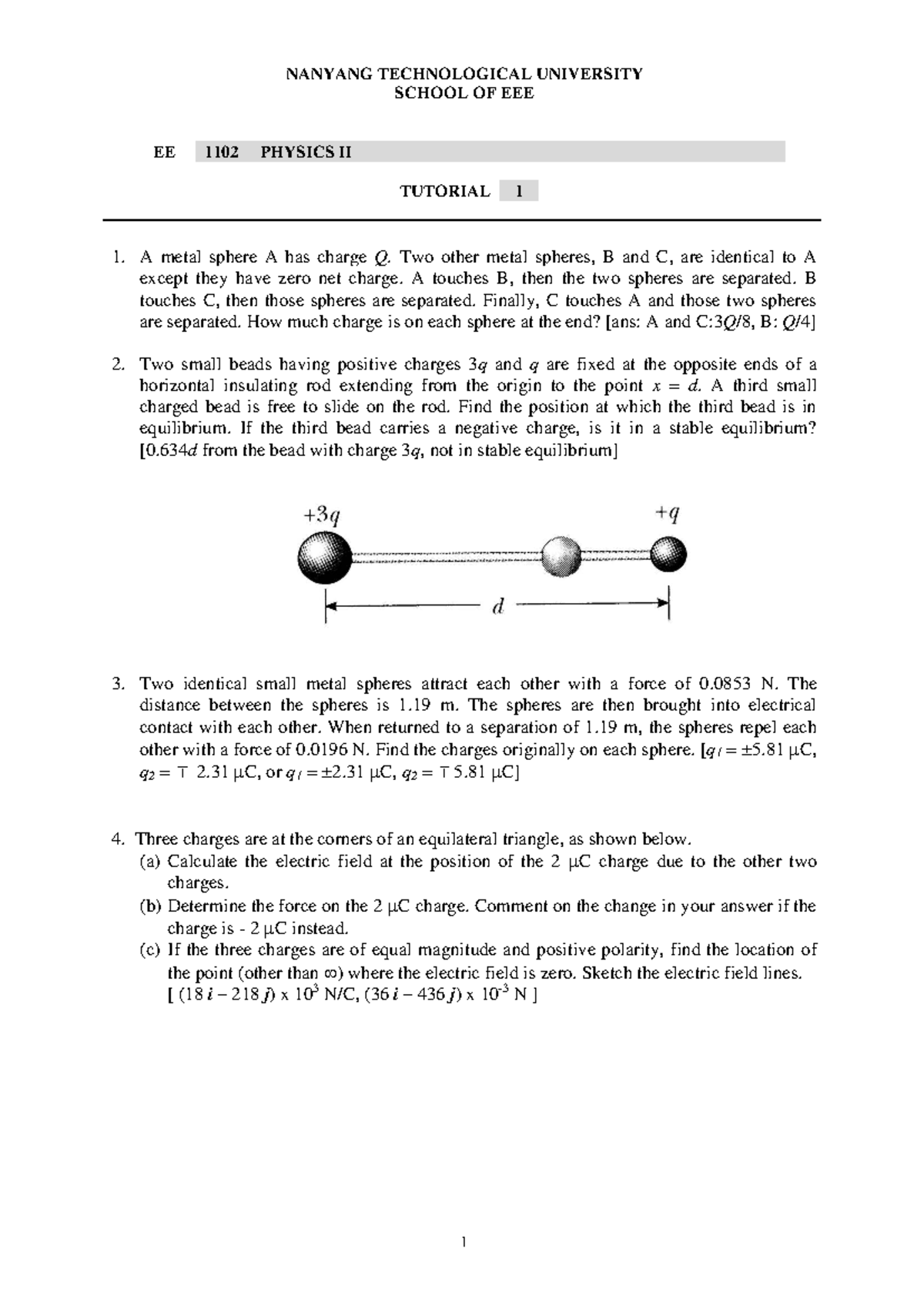 EE1102 Tutorial 1 Question - NANYANG TECHNOLOGICAL UNIVERSITY SCHOOL OF ...