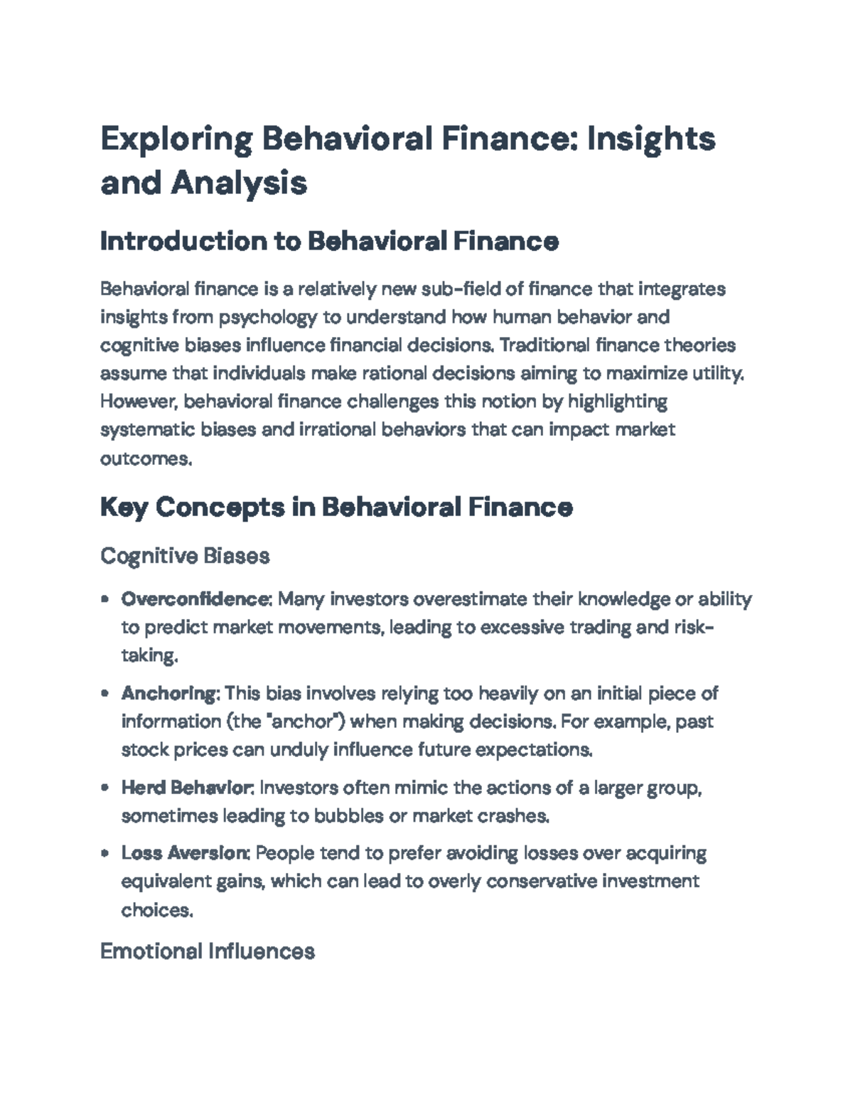 Behavioral Finance Insights and Analysis: Understanding Market Dynamics ...