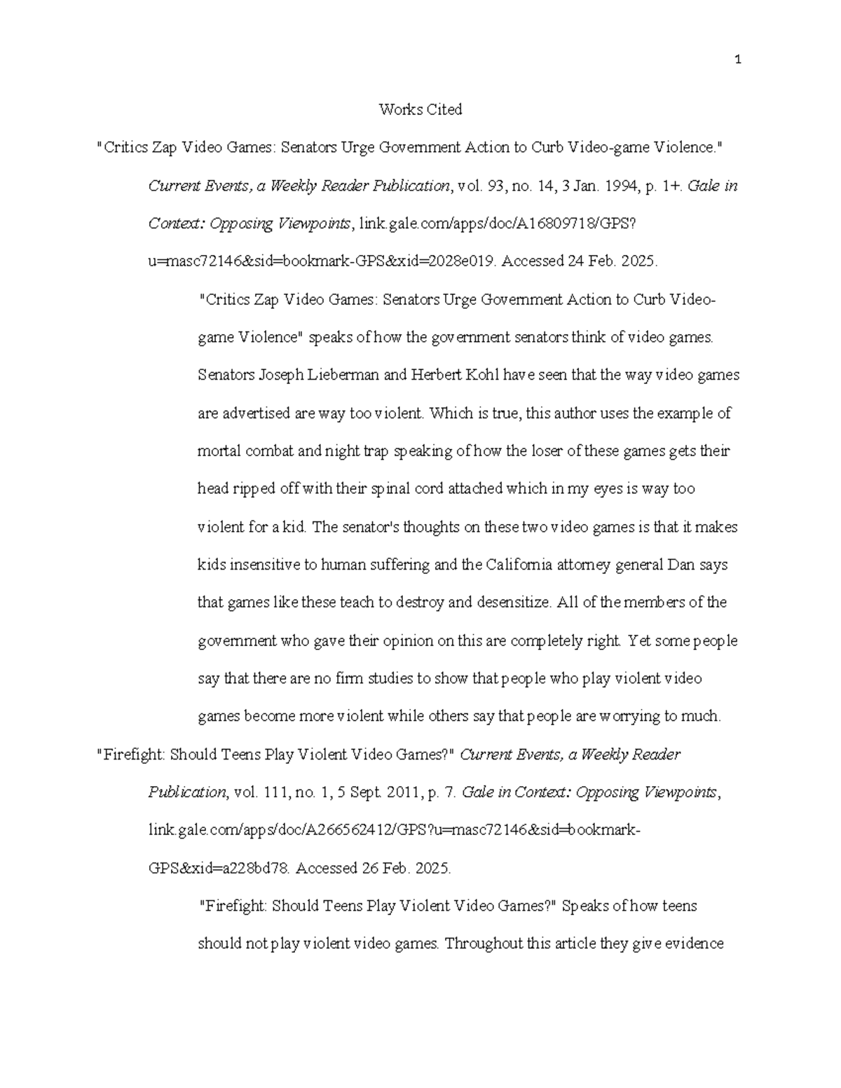 Sources on Antiviolent Video Games: Impacts & Arguments in Research ...