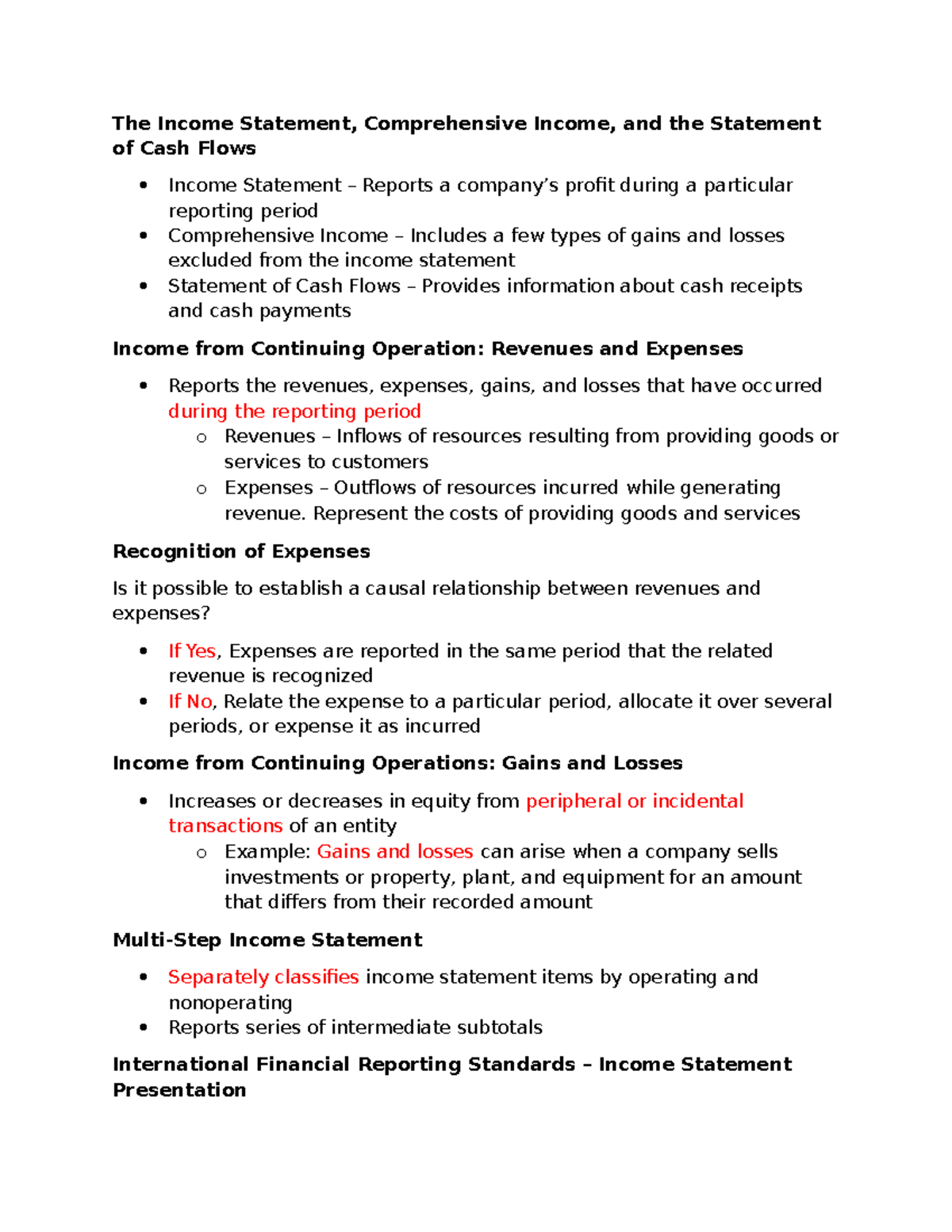 Chapter 4 Notes - The Income Statement, Comprehensive Income, and the ...