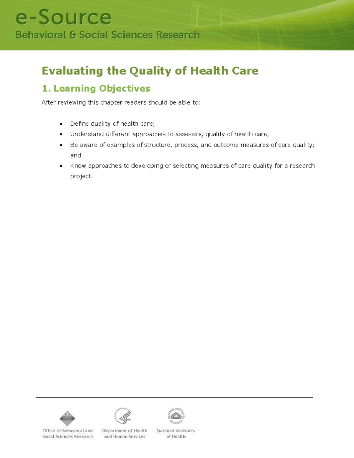 Evaluating Health Care Quality: Key Concepts and Measures - Studocu