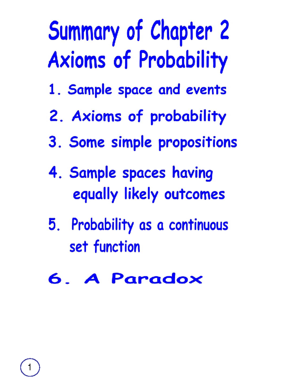 ST2131 Summary of Key Concepts from Chapter 2: Axioms of Probability ...