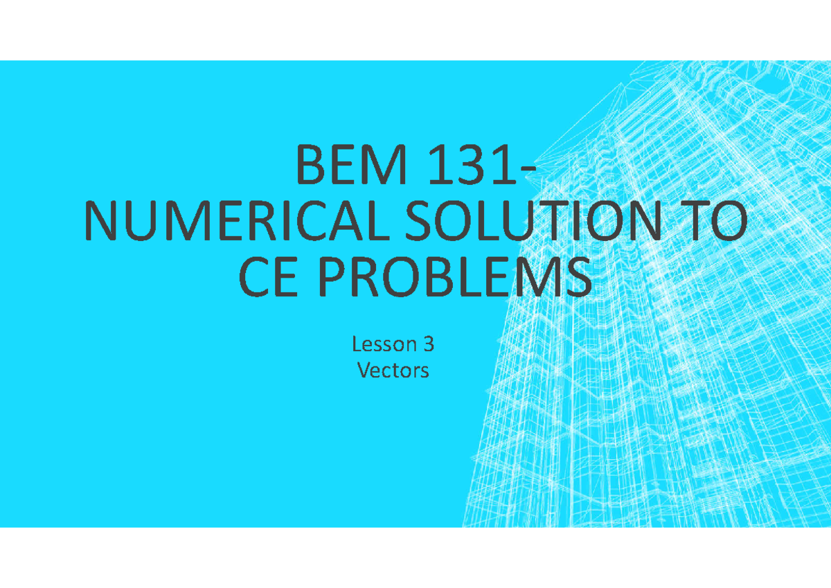 BEM 131 Lesson 3: Understanding Vectors and Their Magnitudes - Studocu