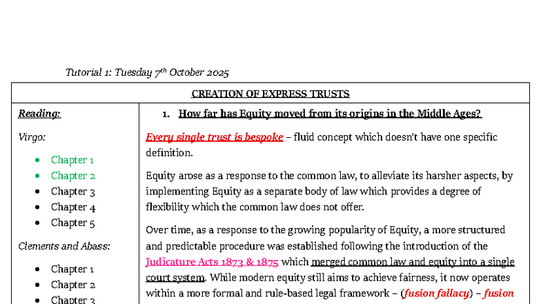 LS3030 Tutorial 1: Creation of Express Trusts & Resulting Trusts ...