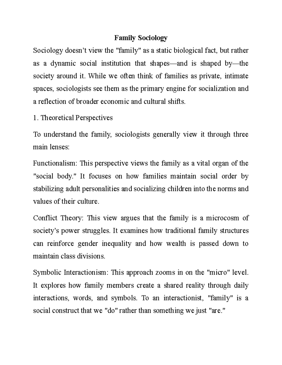 Family Sociology: Understanding Families as Dynamic Social Institutions ...