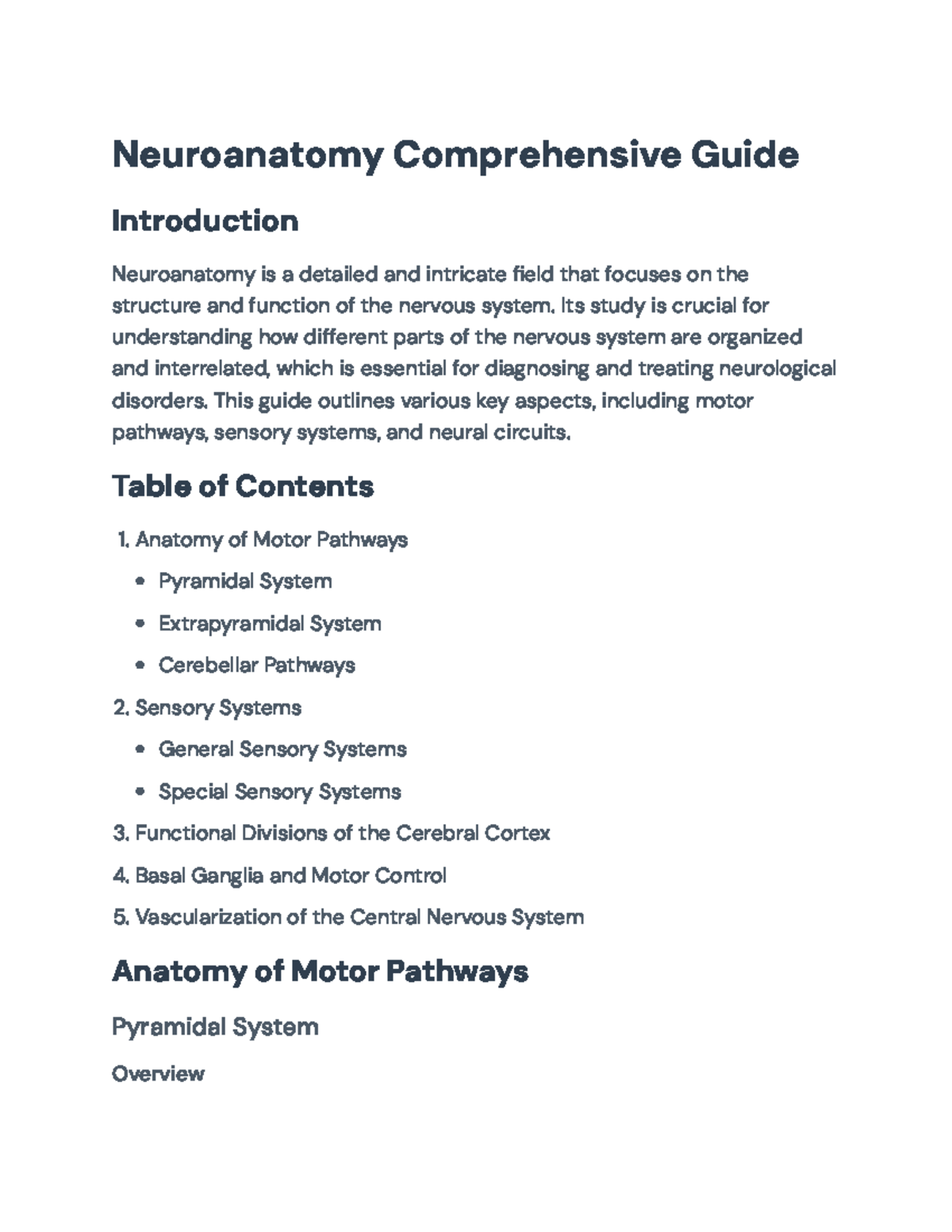 Neuroanatomy Overview: Key Structures and Functions in CNS ...