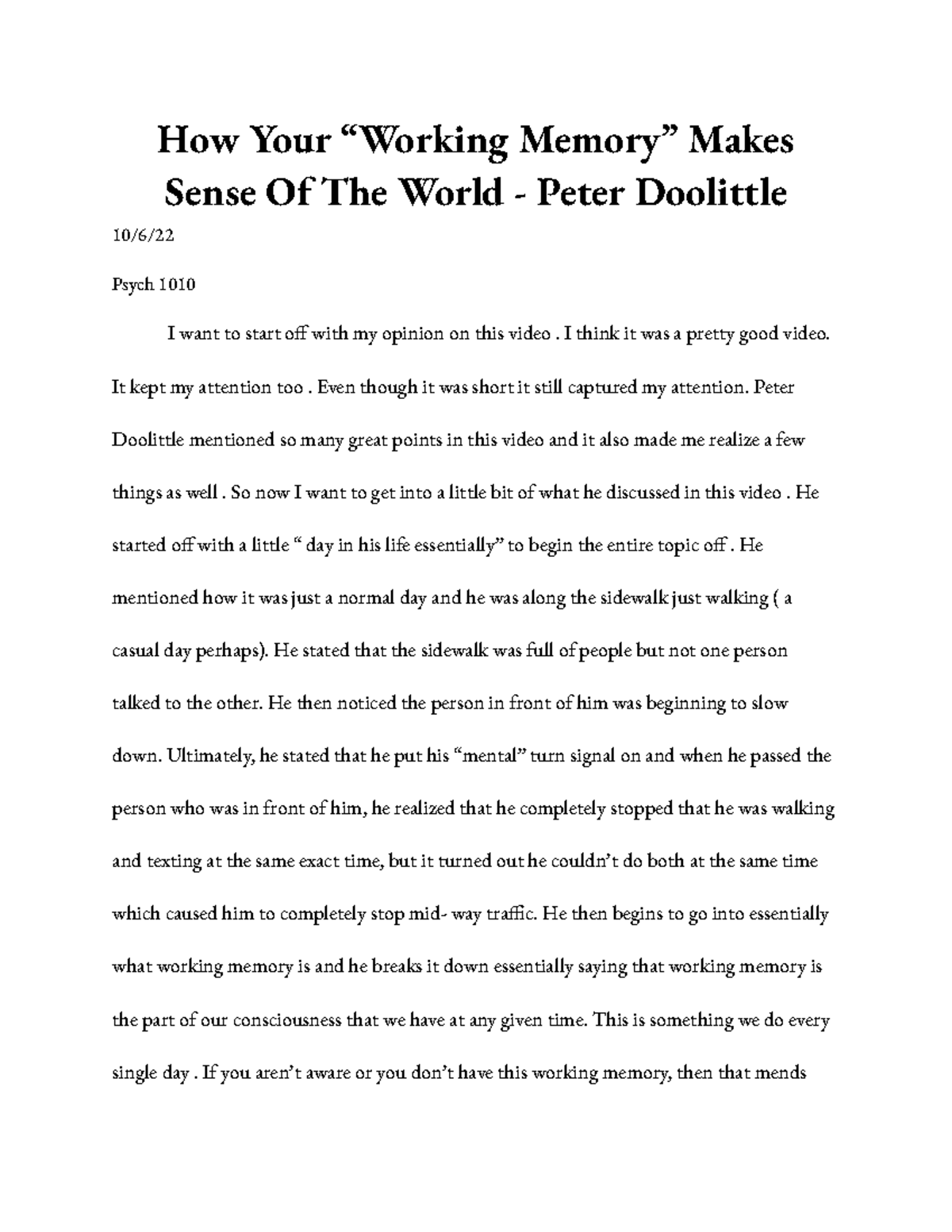 How Your “Working Memory” Makes Sense Of The World - Peter Doolittle - How Your “Working Memory ...