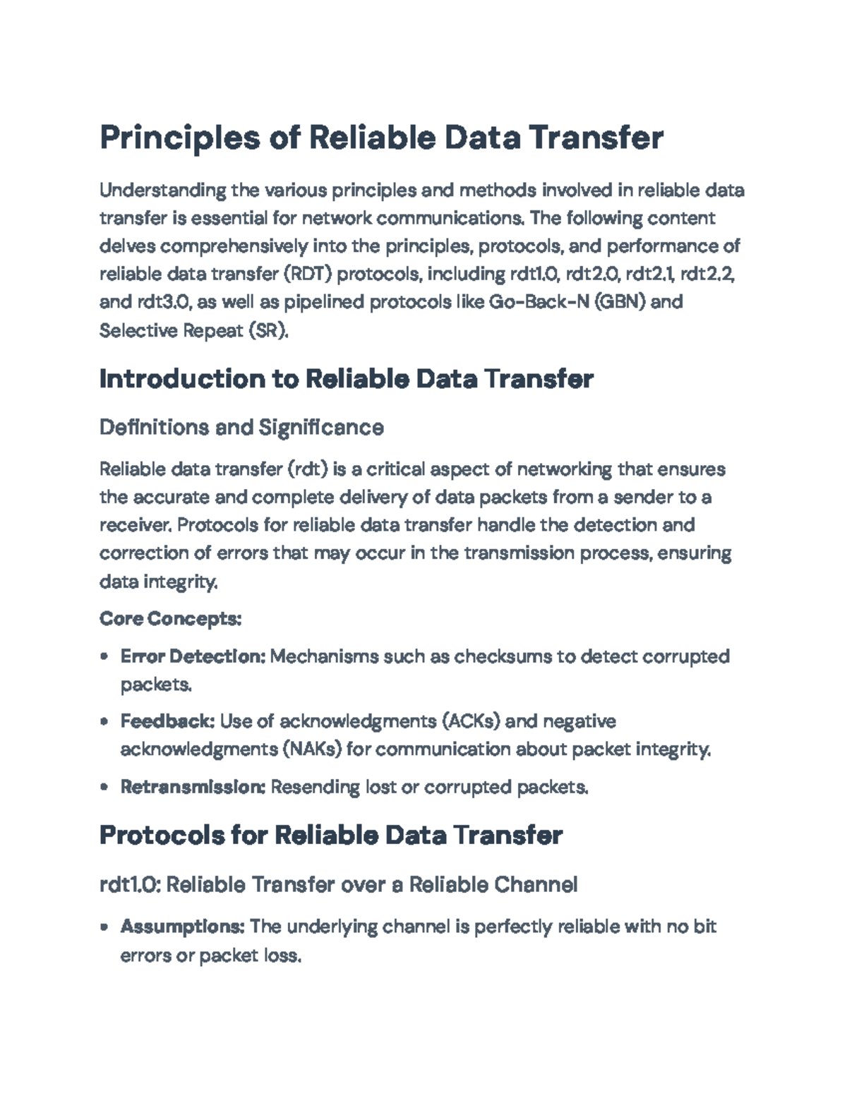 Overview of Reliable Data Transfer Protocols (CS101) - Studocu