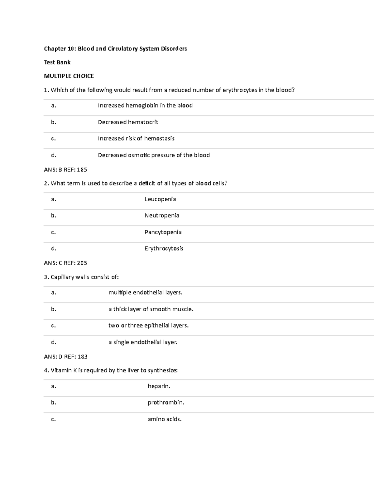 Ch. 10 Test Bank - Gould's Ch. 10 Test Bank - Chapter 10: Blood and ...