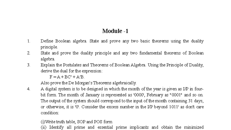 QB 1 2 3 - Boolean Algebra Theorems and Digital System Design - Studocu
