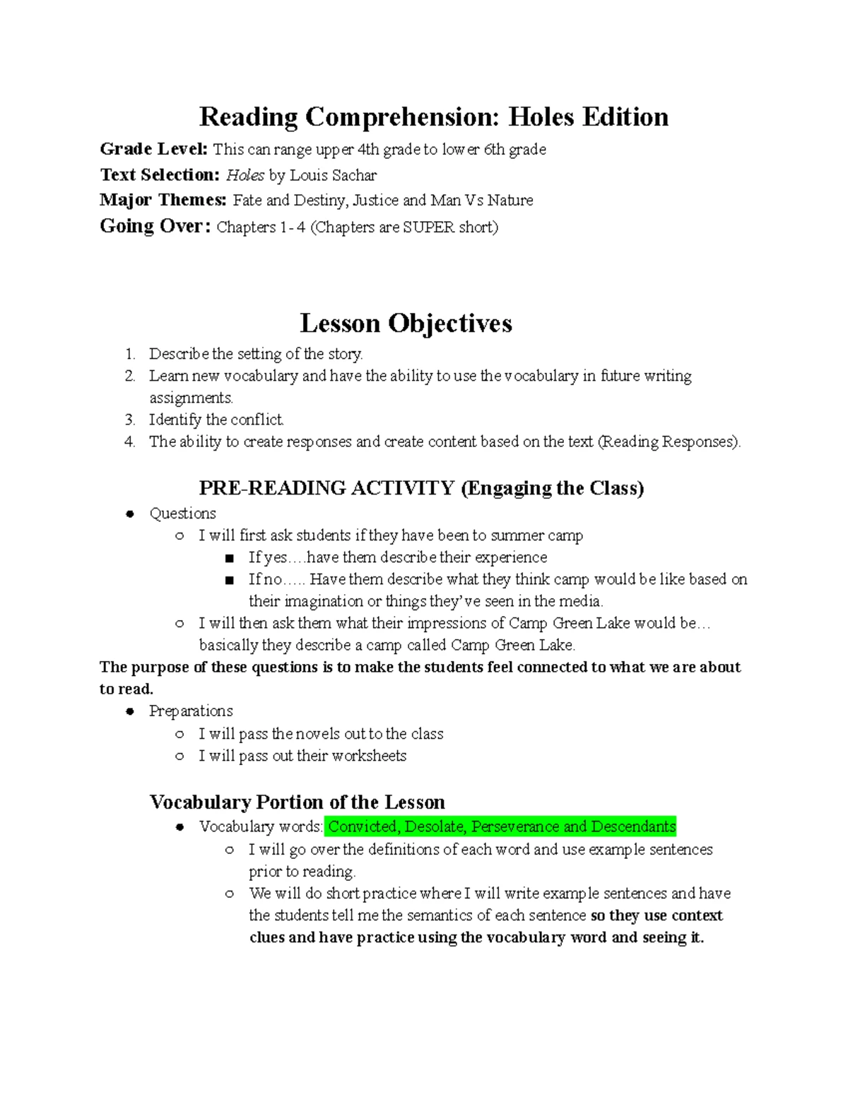 Task 1 - D670 - Reading & Writing Acquisition Lesson Plan - Studocu