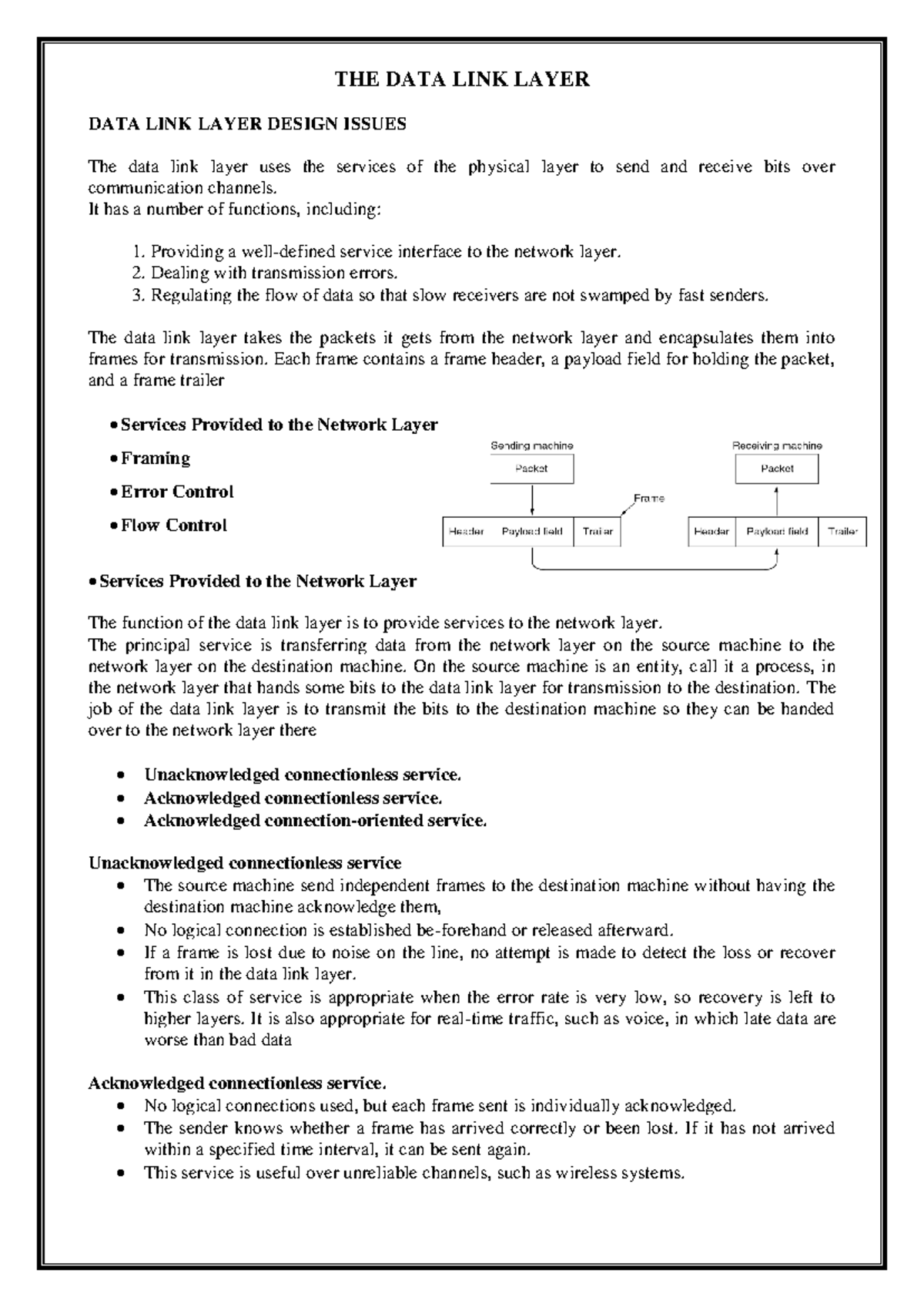 CN UNIT 2 - Data Link Layer Concepts and Protocols Explained - Studocu