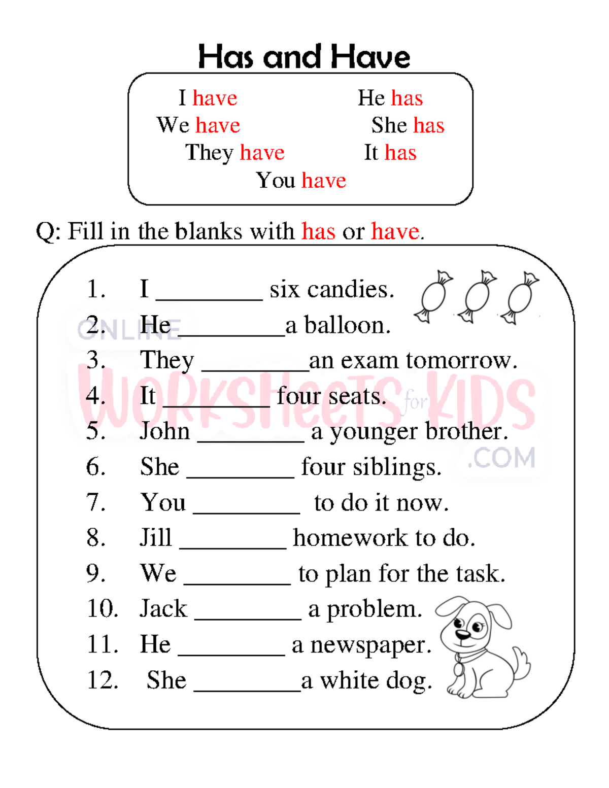 Has and Have Worksheet: Fill in the Blanks Exercise - Studocu