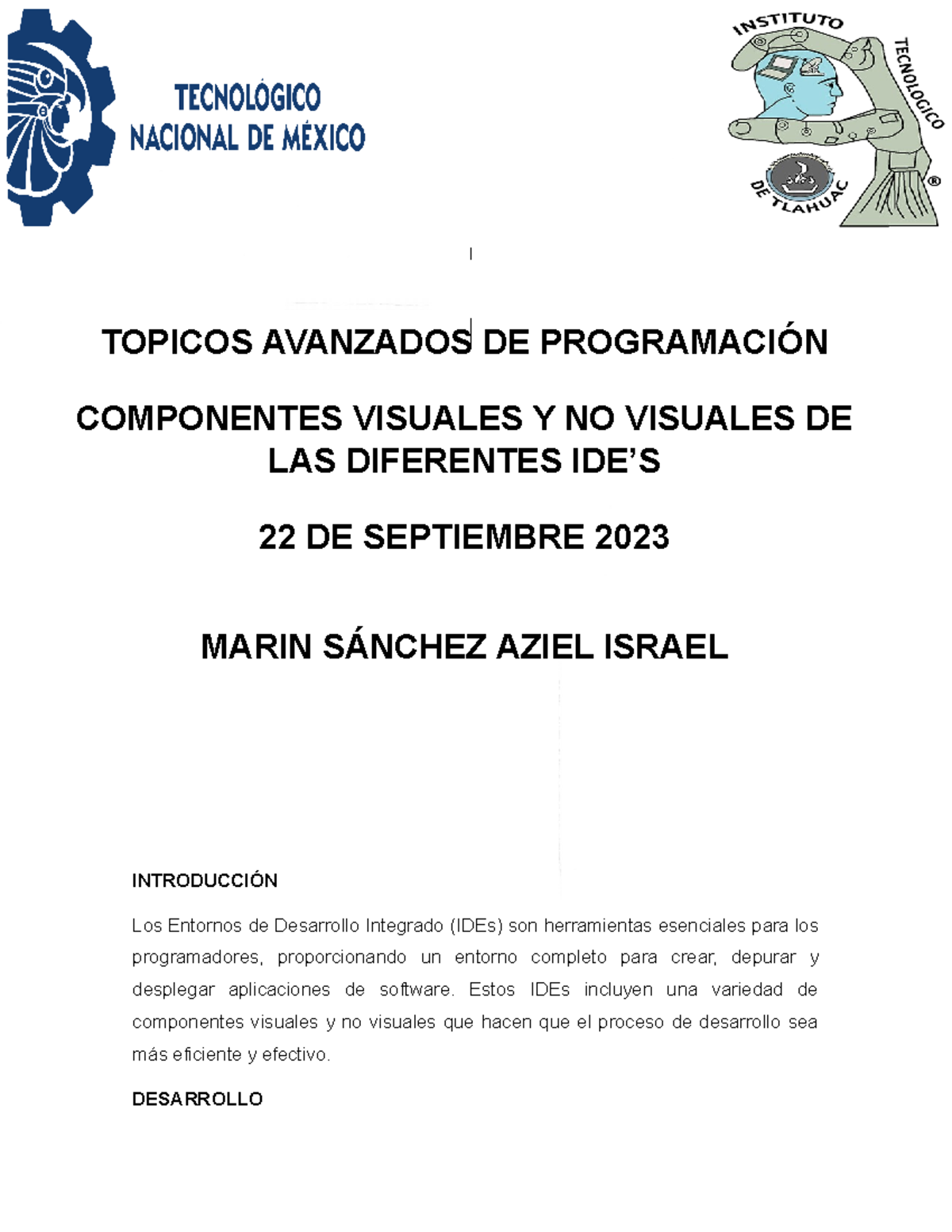 Componentes Visuales y No Visuales en IDEs: Un Estudio Completo - Studocu