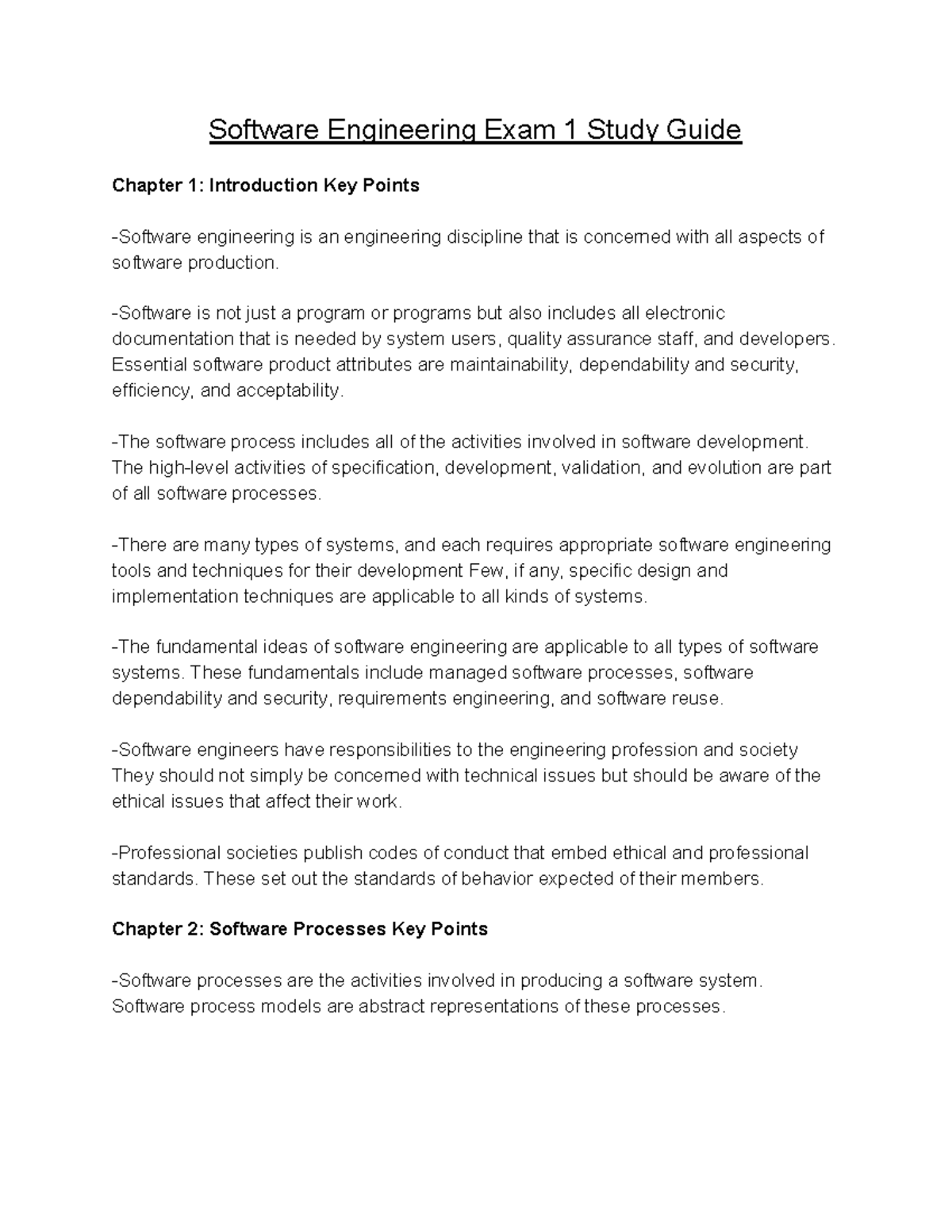Software Engineering Exam 1 Study Guide: Focus on Scrum & Key Concepts ...