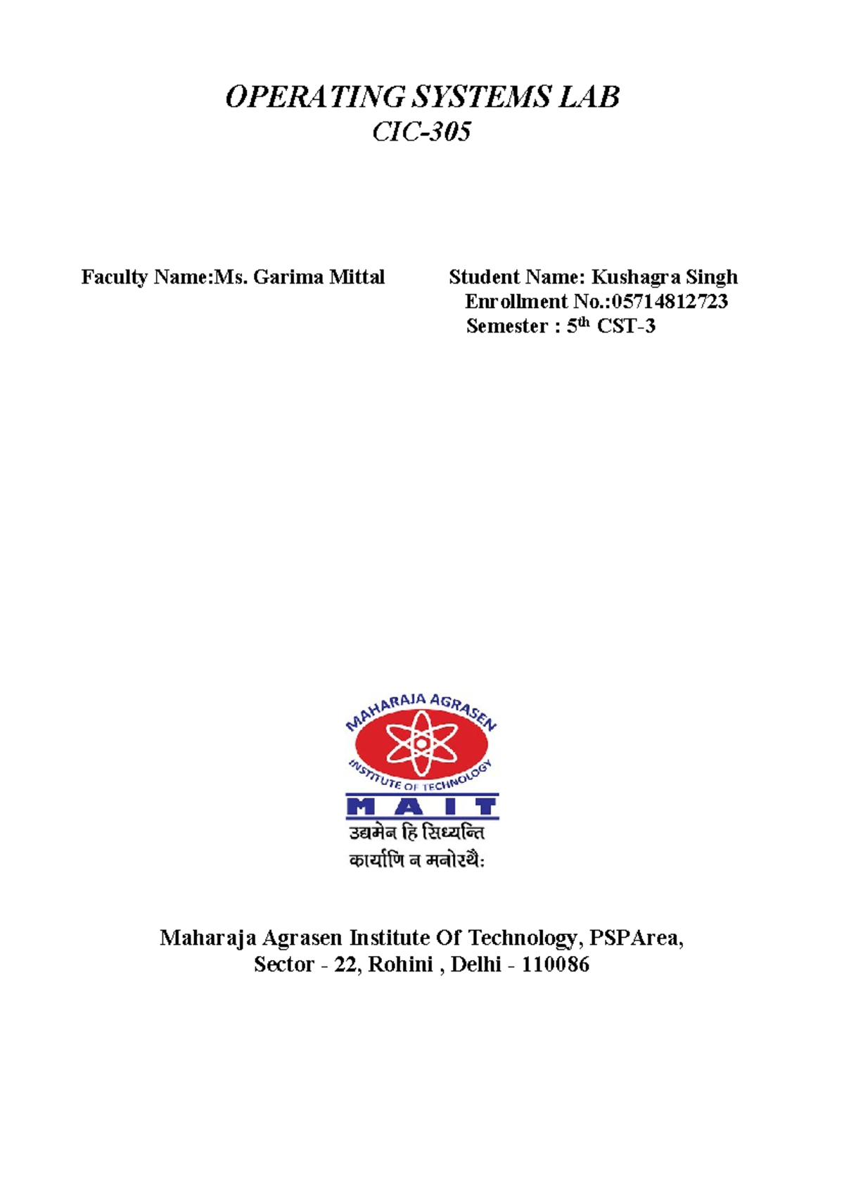 Operating Systems Lab (CS-205) - IP Addressing & Subnetting Experiment - Studocu
