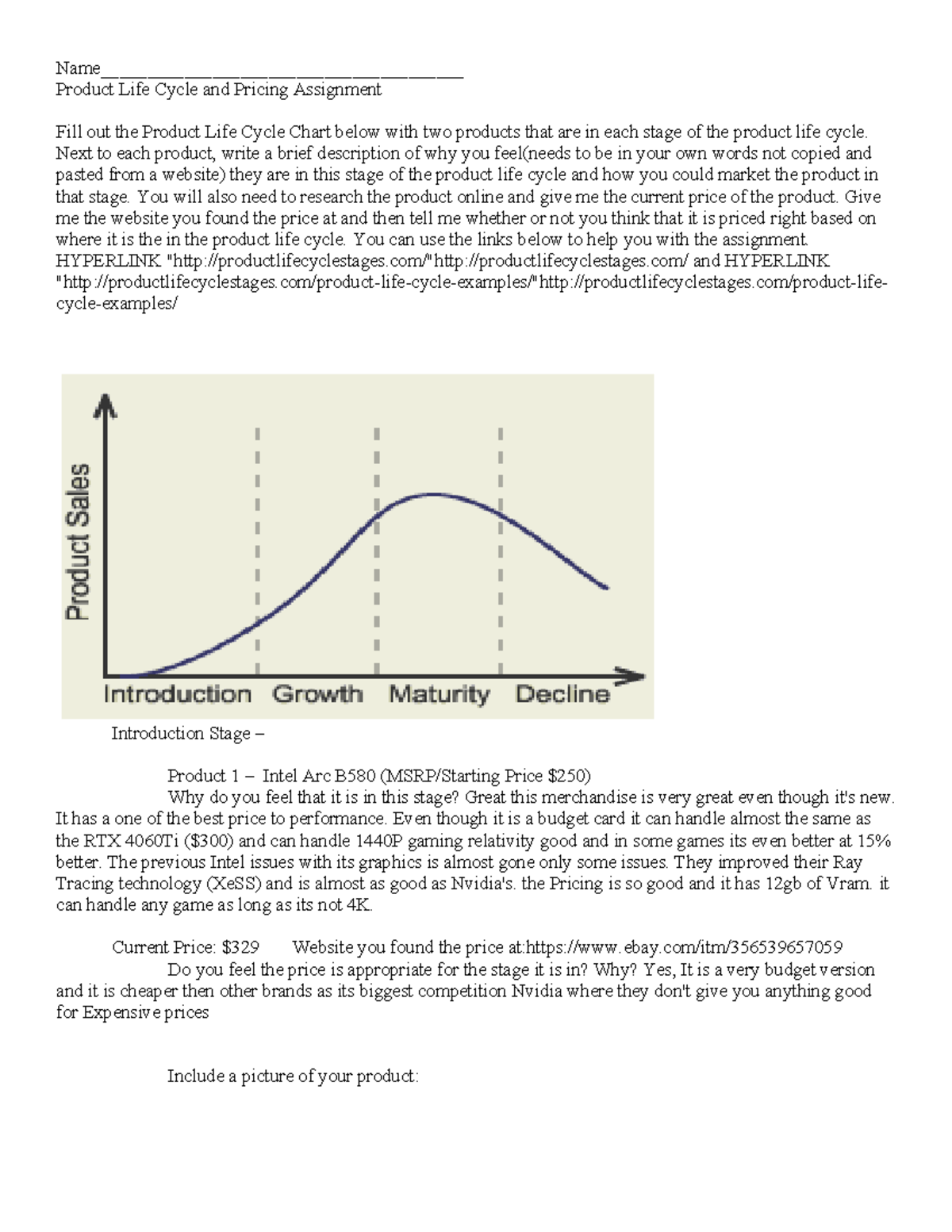 Product Life Cycle & Pricing Assignment Analysis - Studocu
