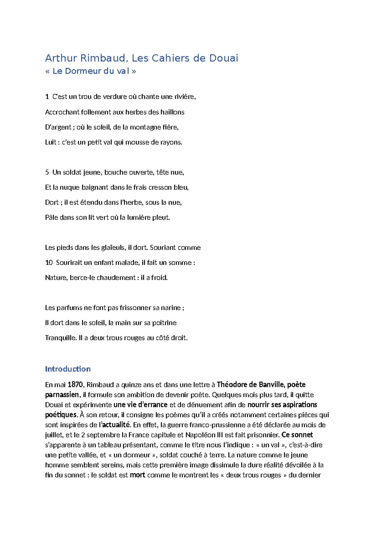 Analyse linéaire du poème « Un Rêve » - Aloysius Bertrand (LIT101 ...