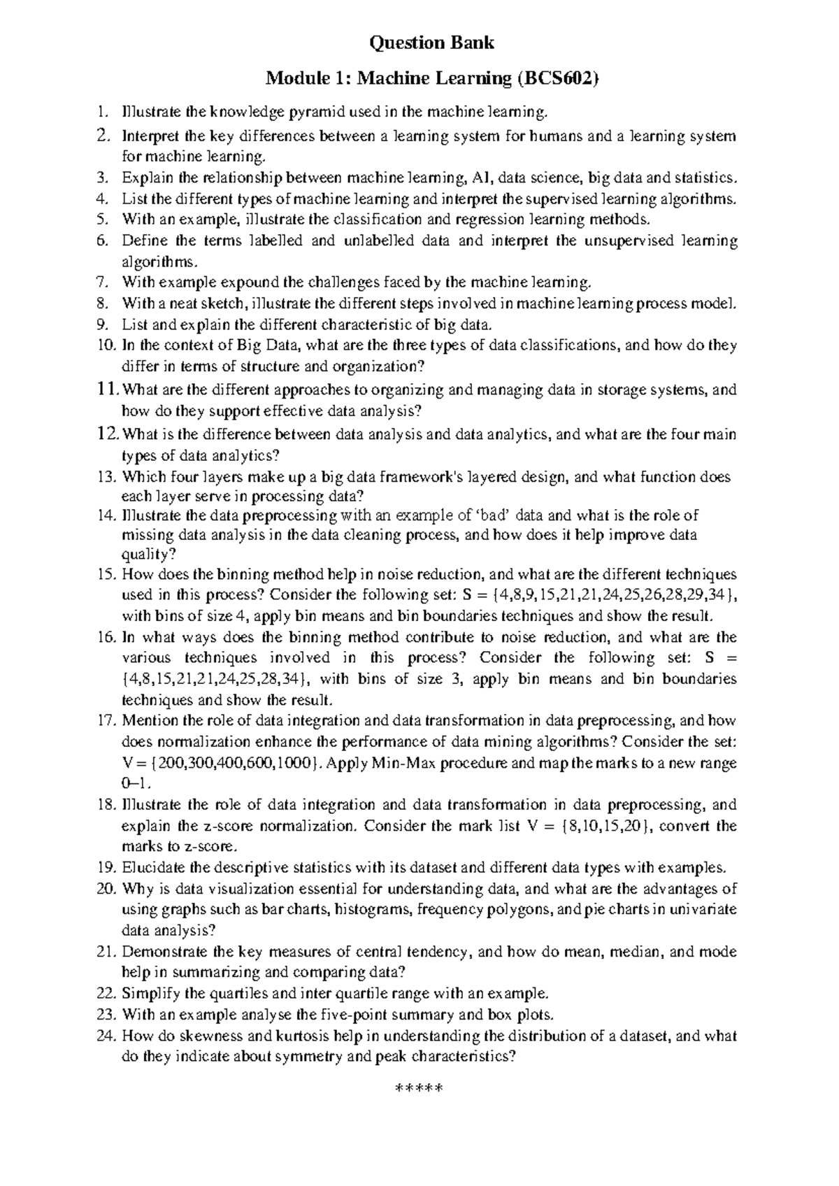 BCS602 Machine Learning Final Exam Question Bank and Solutions - Studocu