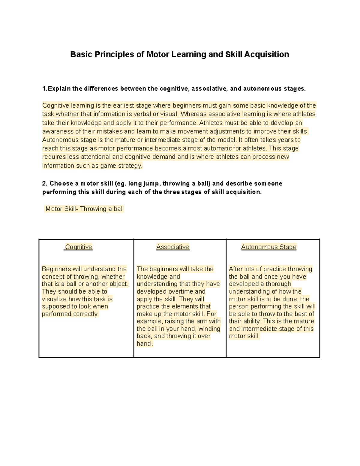 Motor Skills - Basic Principles of Motor Learning and Skill Acquisition ...