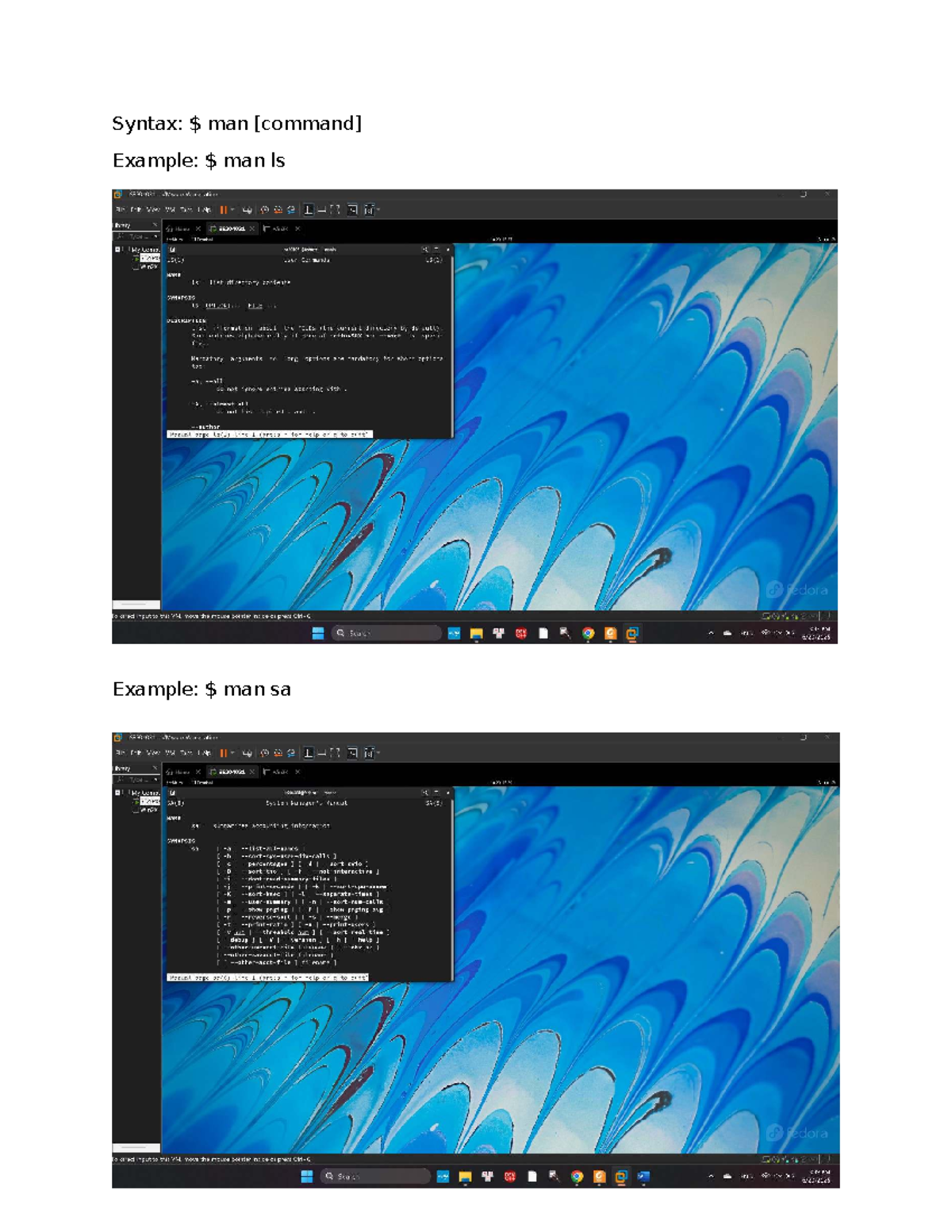 IC2005 Lab2 - practice materials - Operating System - Syntax: $ man ...
