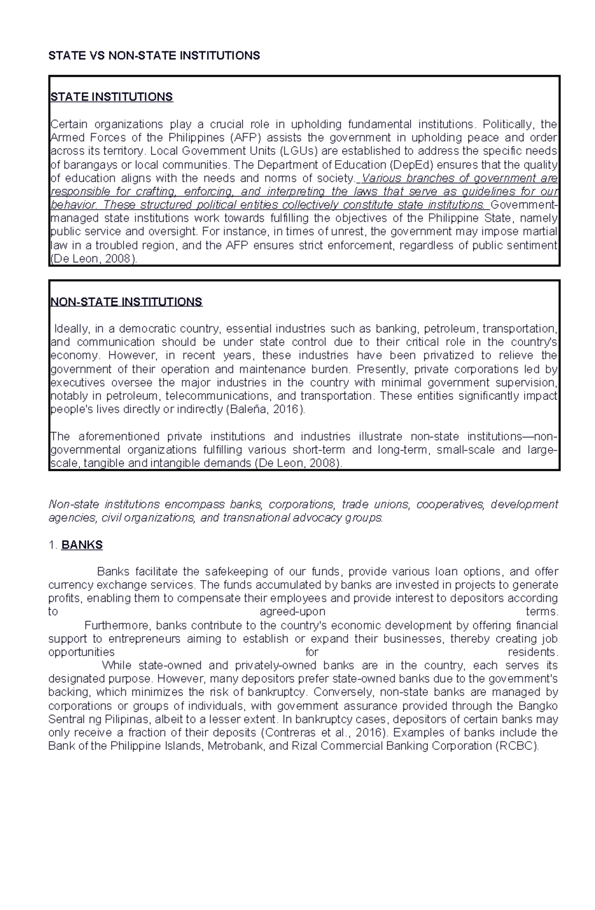 State vs Institutions: An Analysis of Philippine State Institutions and ...