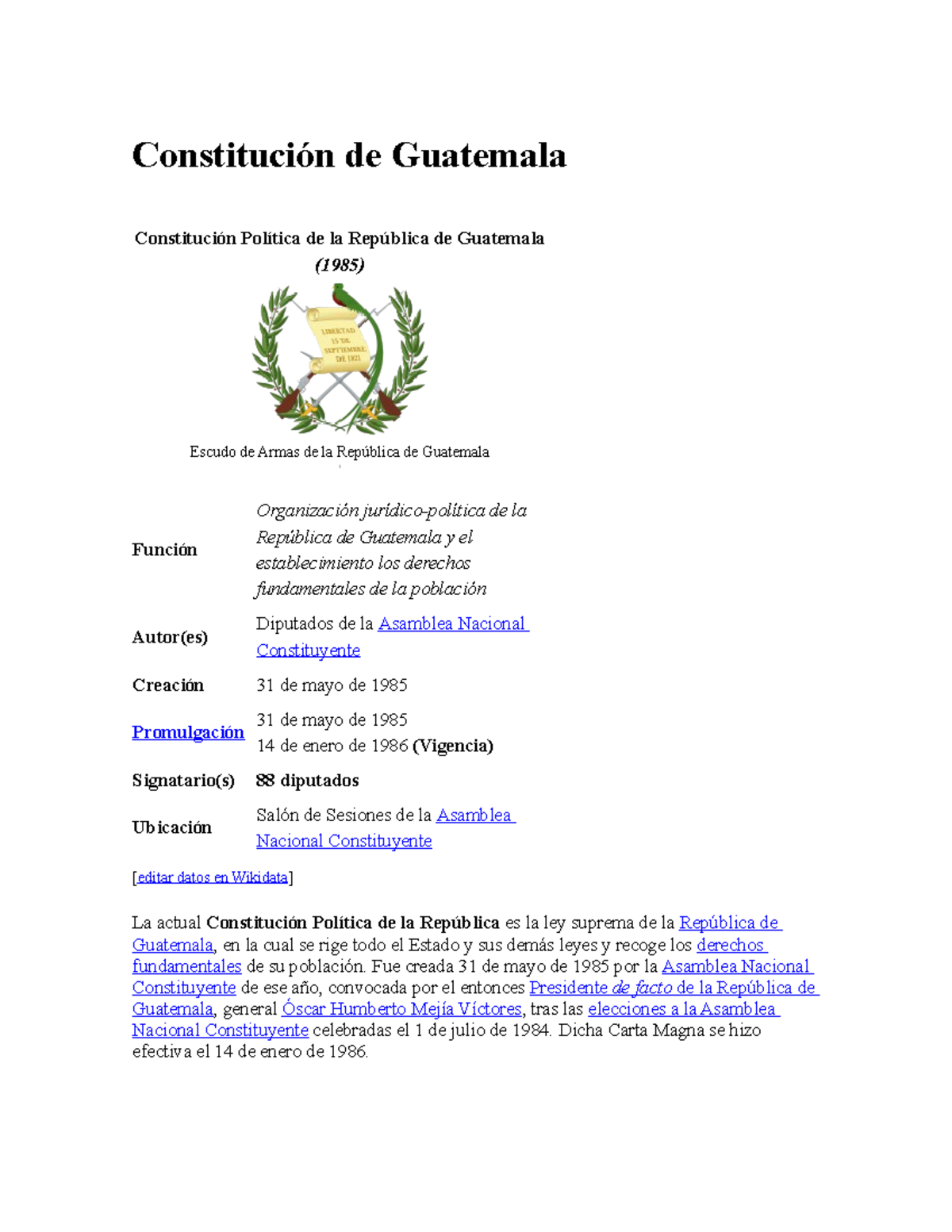 Constitución Política de Guatemala (1985): Análisis y Contexto - Studocu