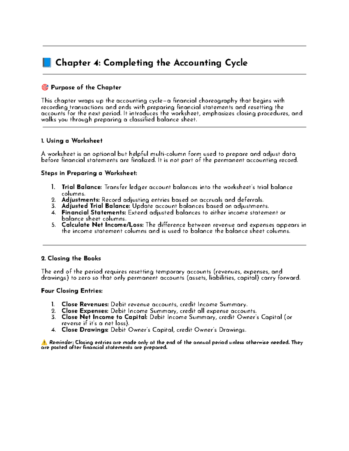 Chapter 4: Completing the Accounting Cycle - Key Concepts & Procedures - Studocu