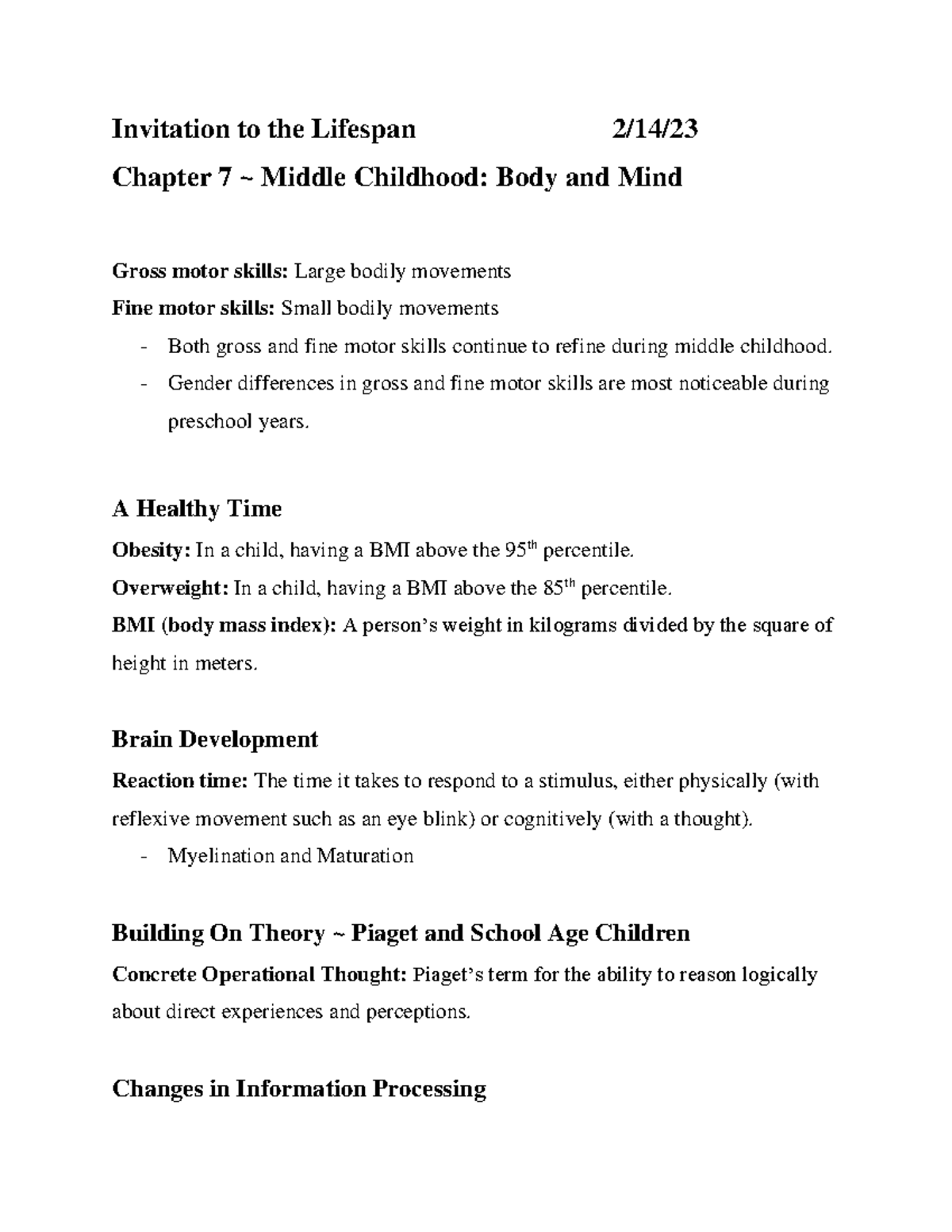 Psych 101 - Chapter 7: Middle Childhood Development Insights - Studocu
